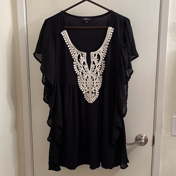 Lily | Tops | Lily Embroidered Tunic With Pleated Sleeves | Poshmark